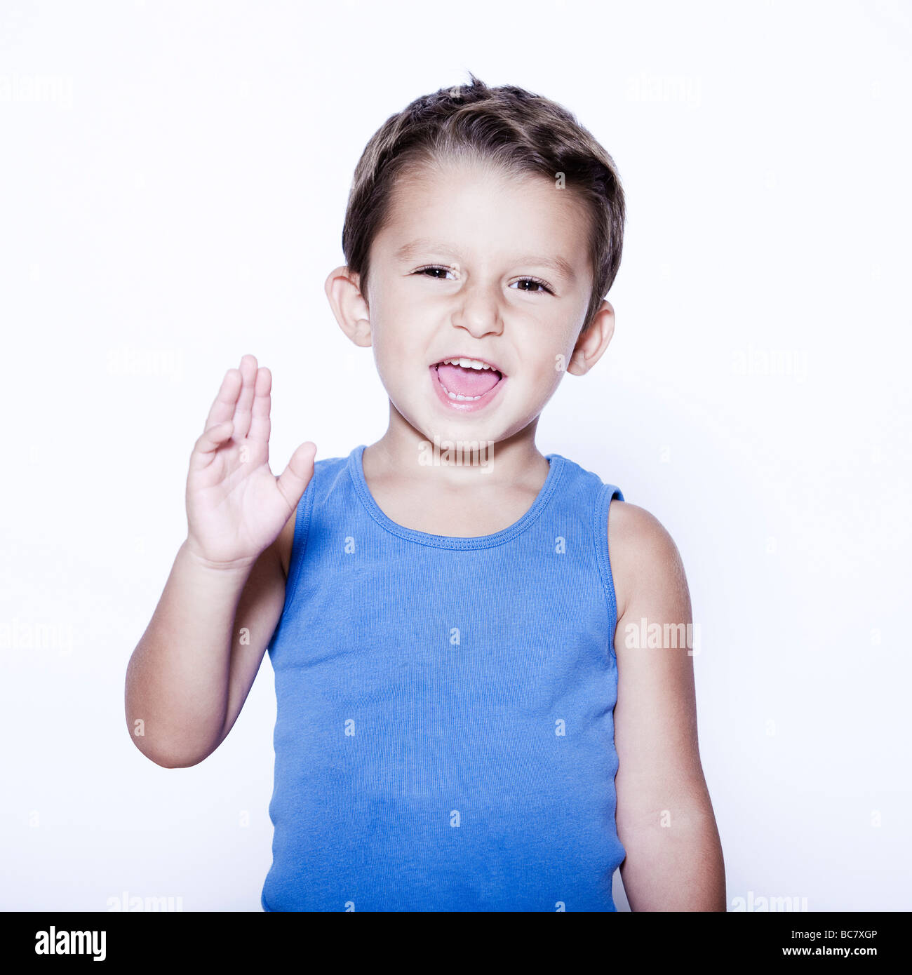 charming and expressive child portrait studio isolated background Stock ...