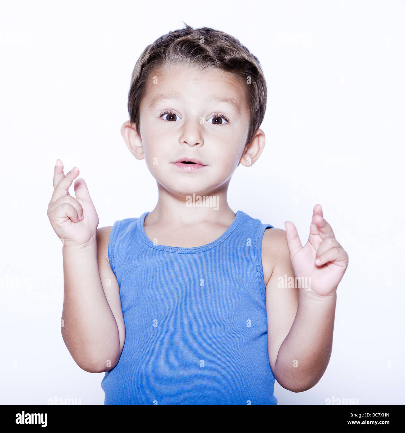 charming and expressive child portrait studio isolated background Stock ...