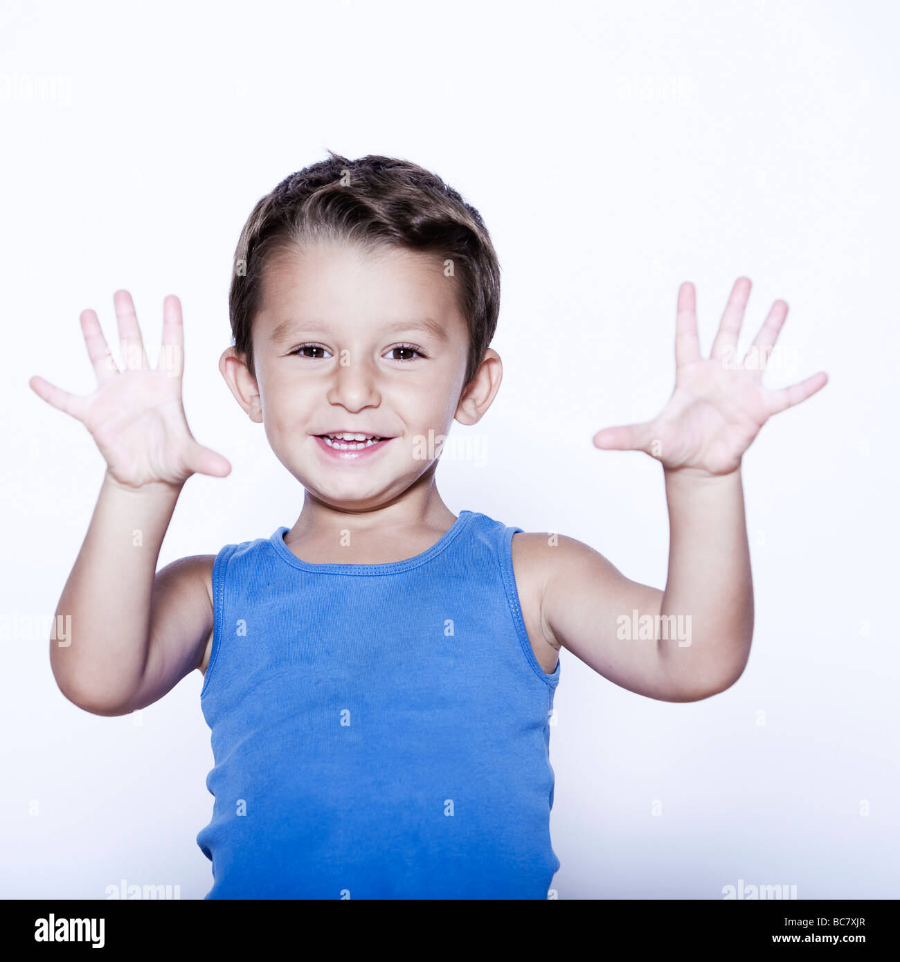 charming and expressive child portrait studio isolated background Stock ...