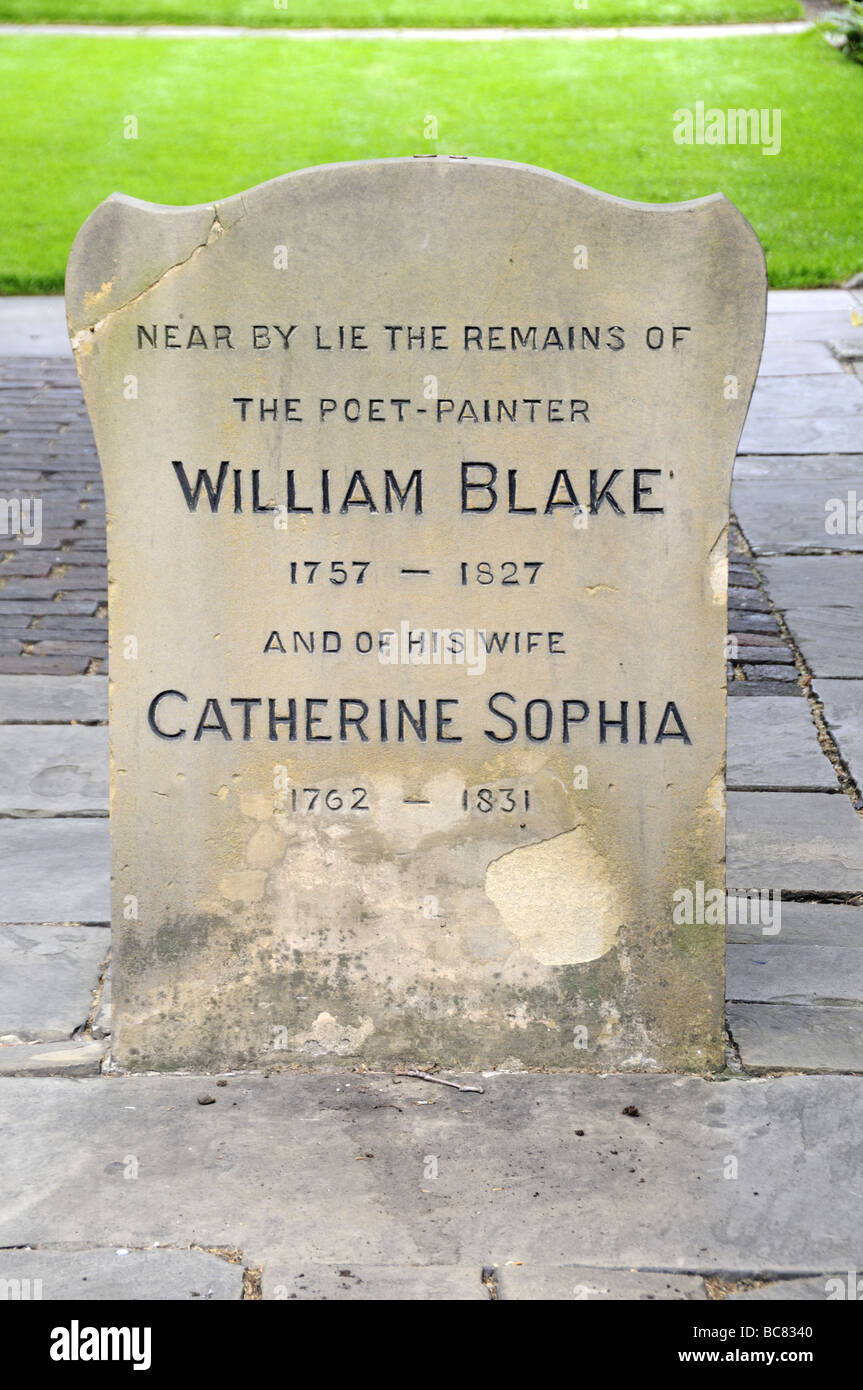 The gravestone of William Blake and his wife Catherine Bunhill Fields ...