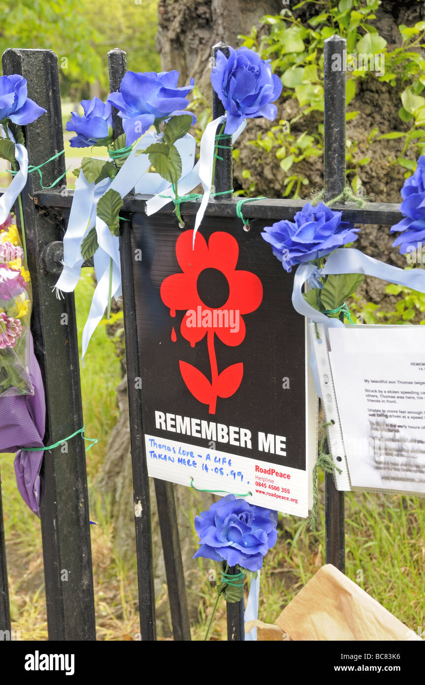 RoadPeace poster on railings a tribute to a young life lost Stoke ...