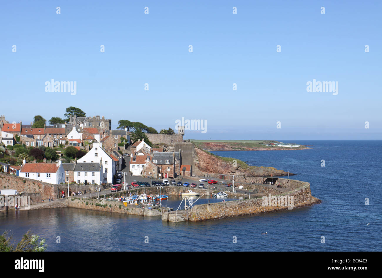 elevated view of Crail village and harbour Fife Scotland June 2009 ...