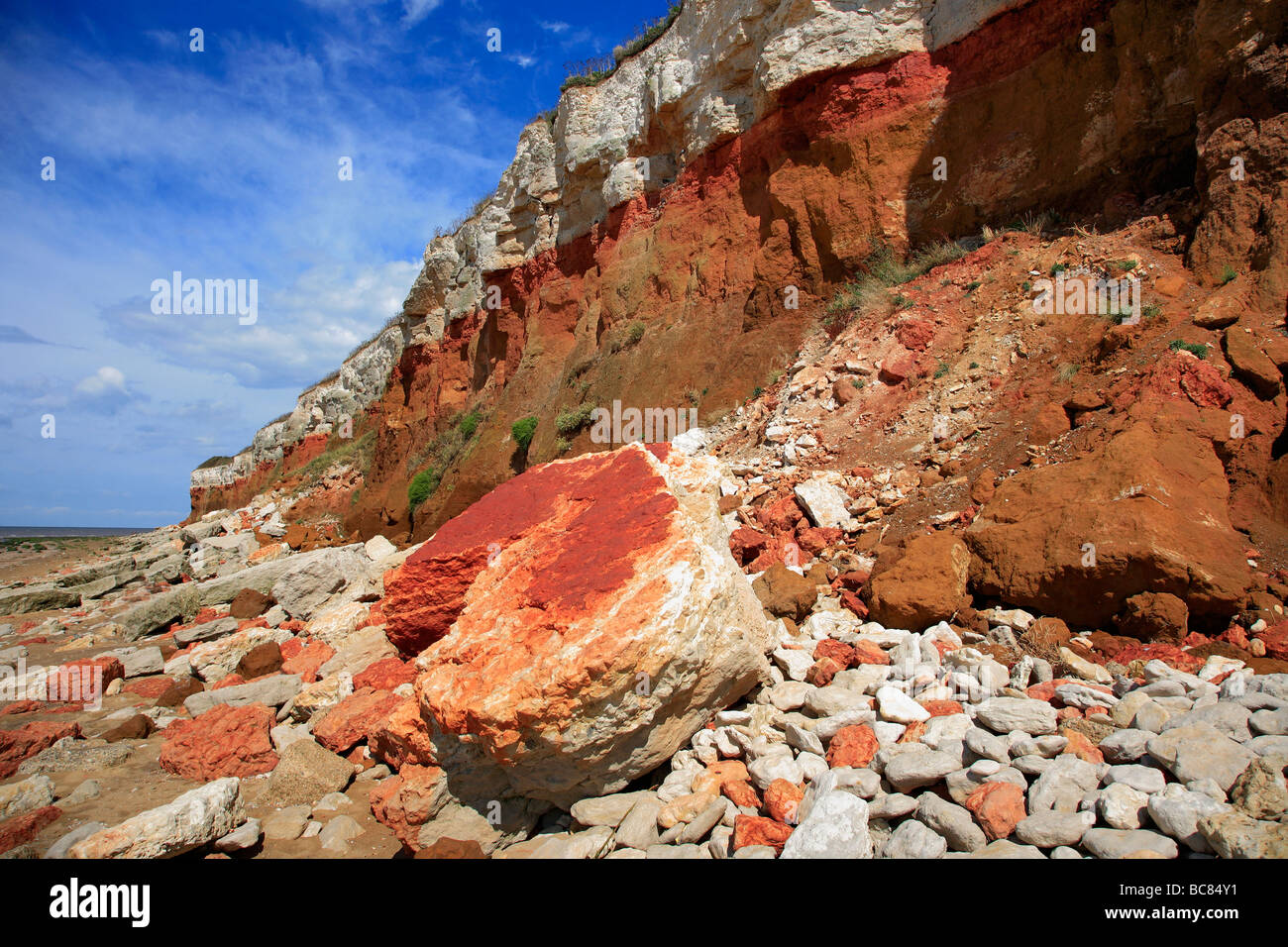 Landscape Chalk and Brownstone Cliffs Hunstanton Beach North Norfolk ...