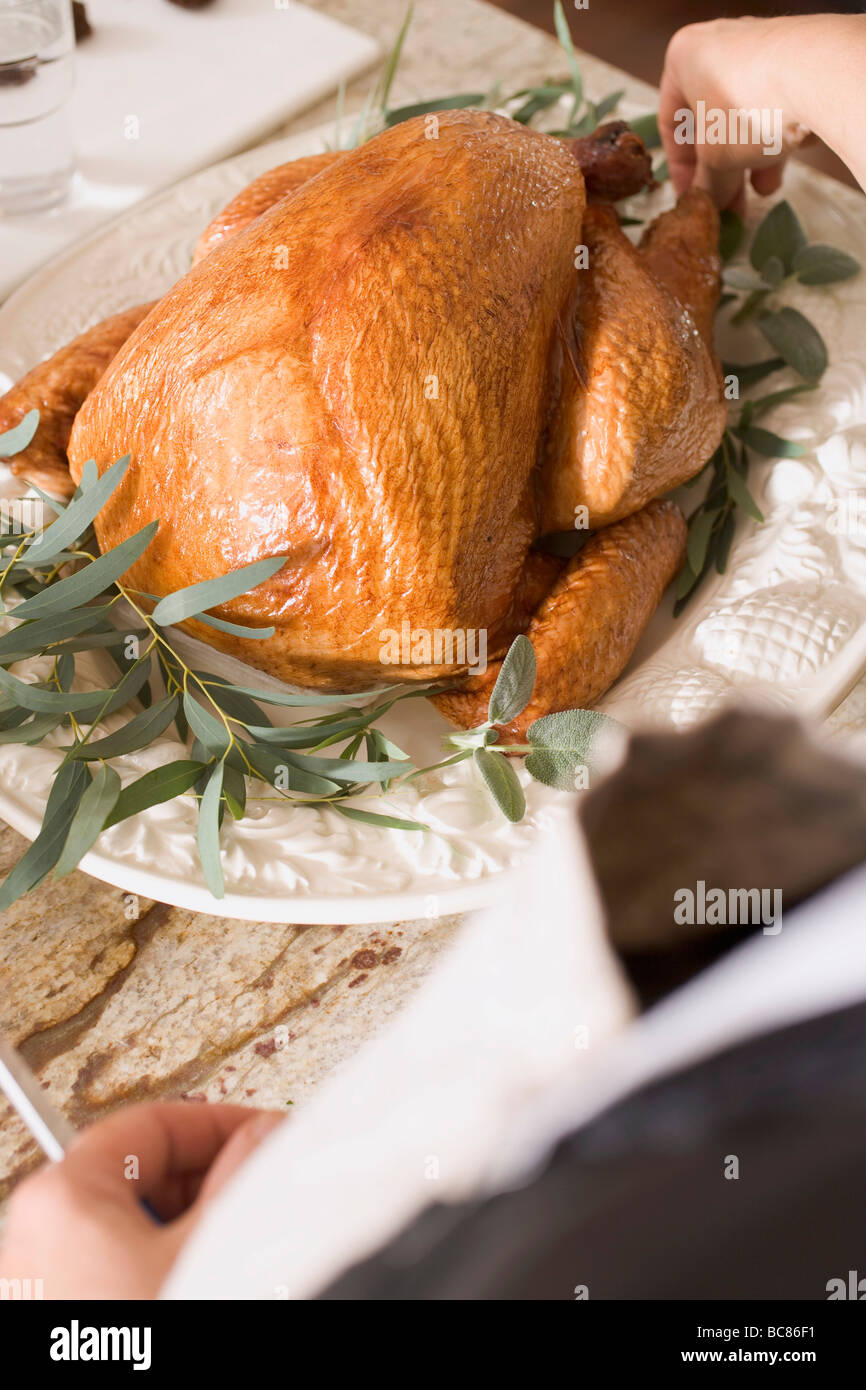Woman cooking turkey herbs hi-res stock photography and images - Alamy