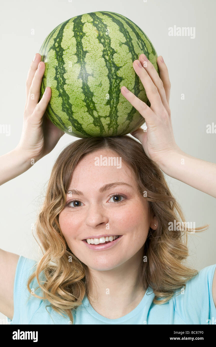 Woman half watermelon on hi-res stock photography and images - Alamy