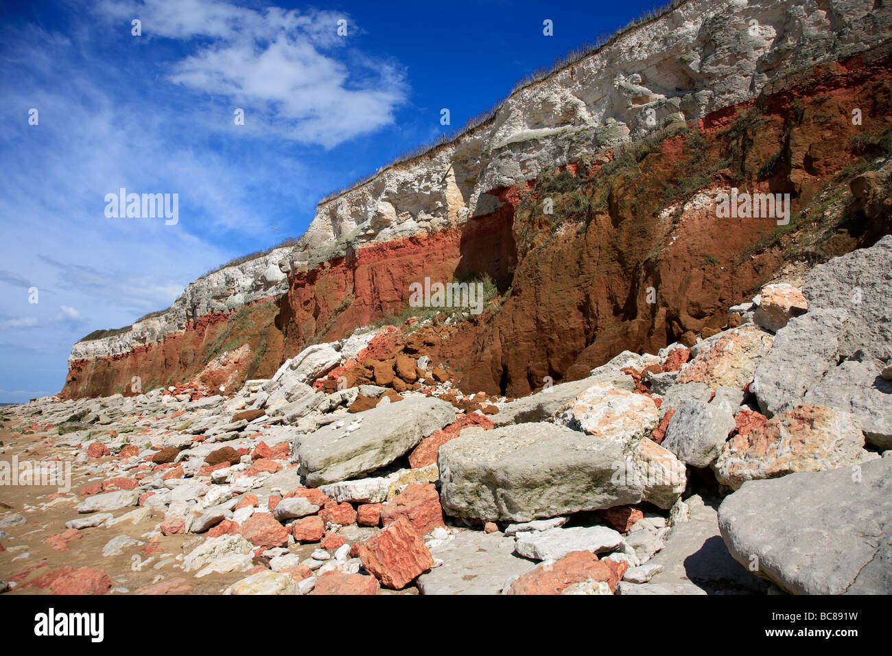 Landscape Chalk and Brownstone Cliffs Hunstanton Beach North Norfolk ...