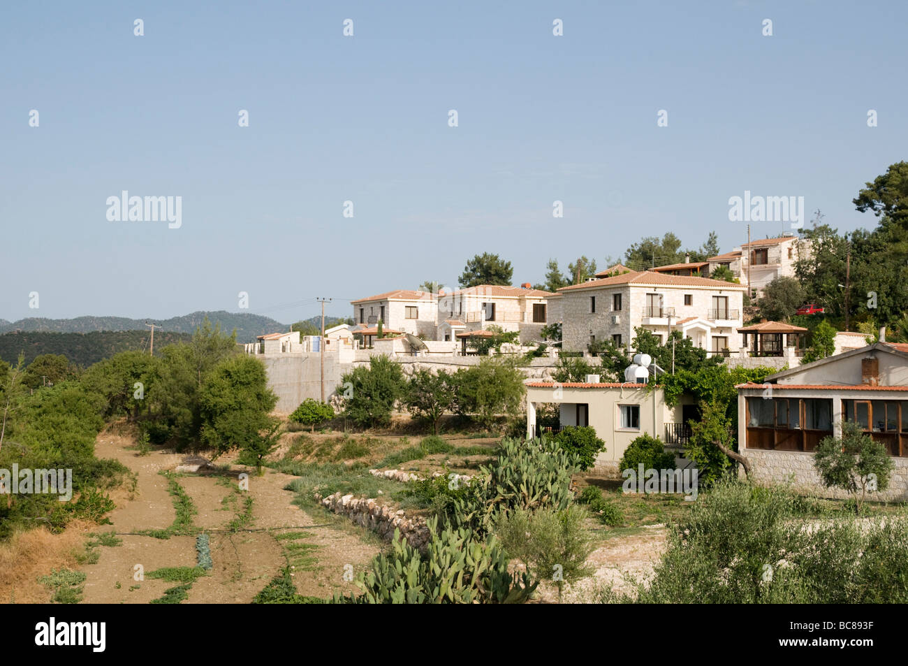 Cyprus Lysos the village and agricultural fields Stock Photo - Alamy