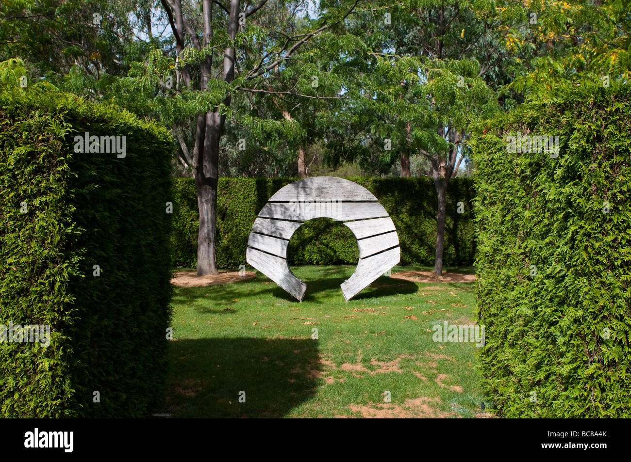 Garden with sculpture, New Parliament House, Canberra, ACT, Australia ...