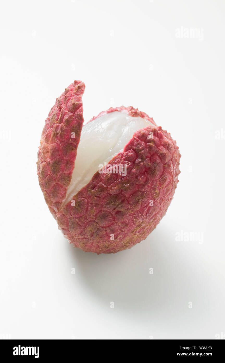 Lychee, with opened peel Stock Photo - Alamy