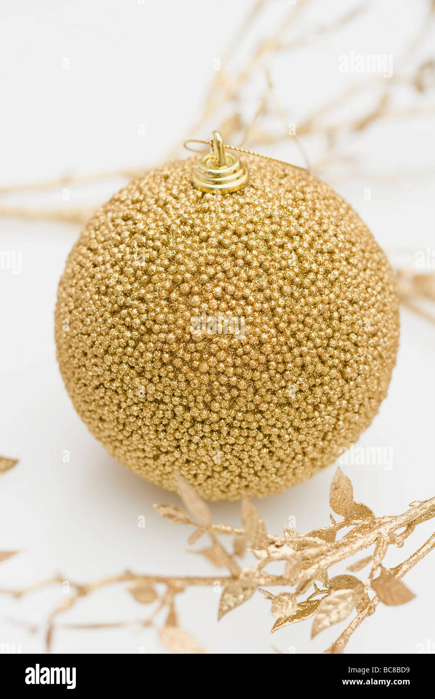 Gold Christmas bauble Stock Photo - Alamy