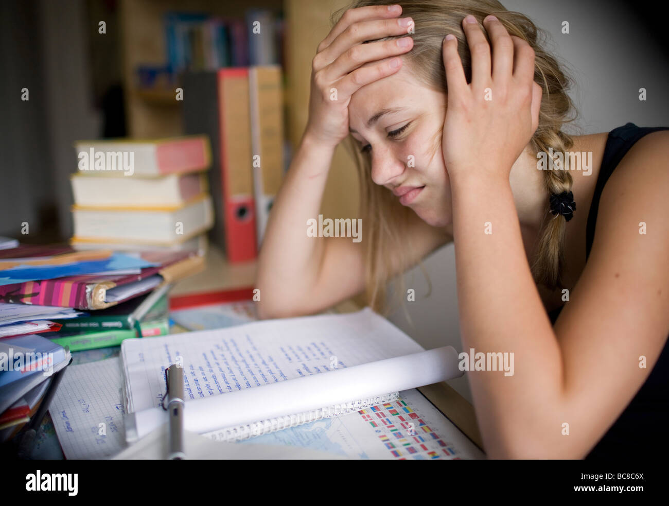 a teenager is doing her homework Stock Photo - Alamy
