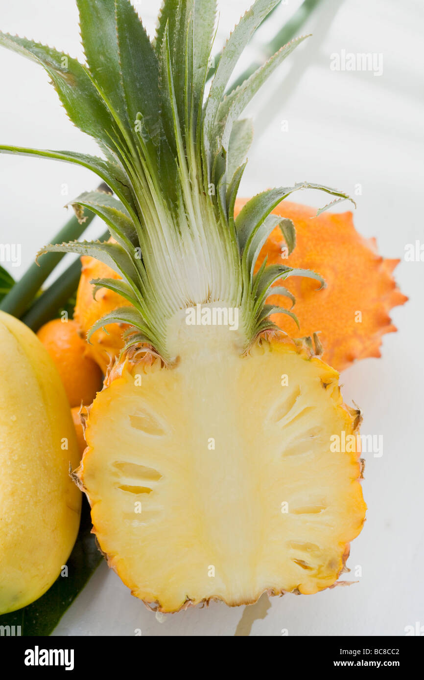 Exotic fruit still life with pineapple Stock Photo - Alamy