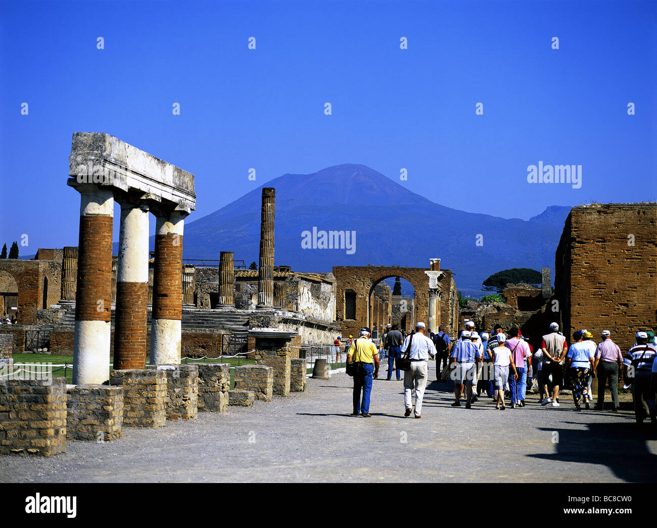 Ruins of City of Pompei near Naples in Italy with Vesuvius Volcano ...