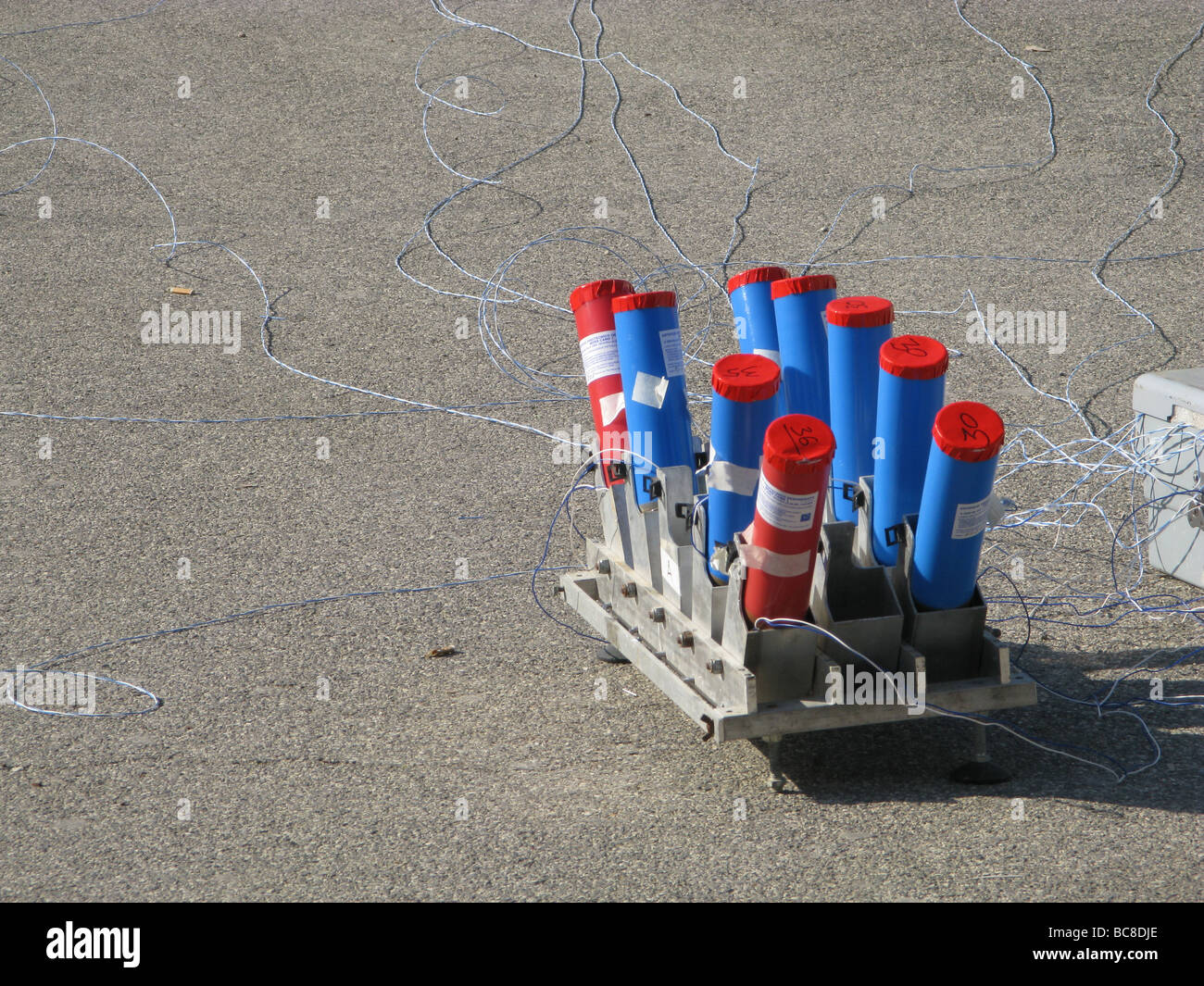 professional fireworks set up at event outdoors Stock Photo - Alamy
