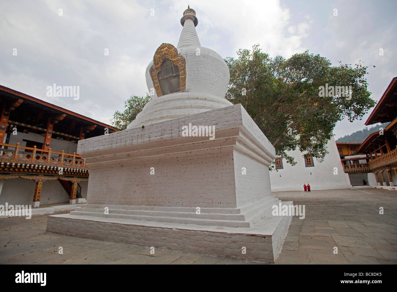 White painted stone Buddhist Monument Punakha, Horizontal 91655 Bhutan ...