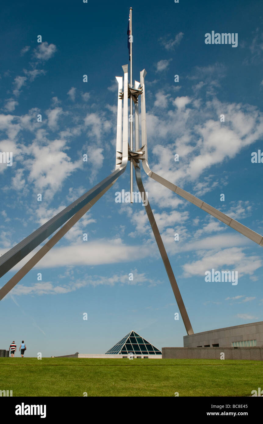 New Parliament House, Roof Terrace and flagpole, Canberra, ACT, Australia Stock Photo - Alamy