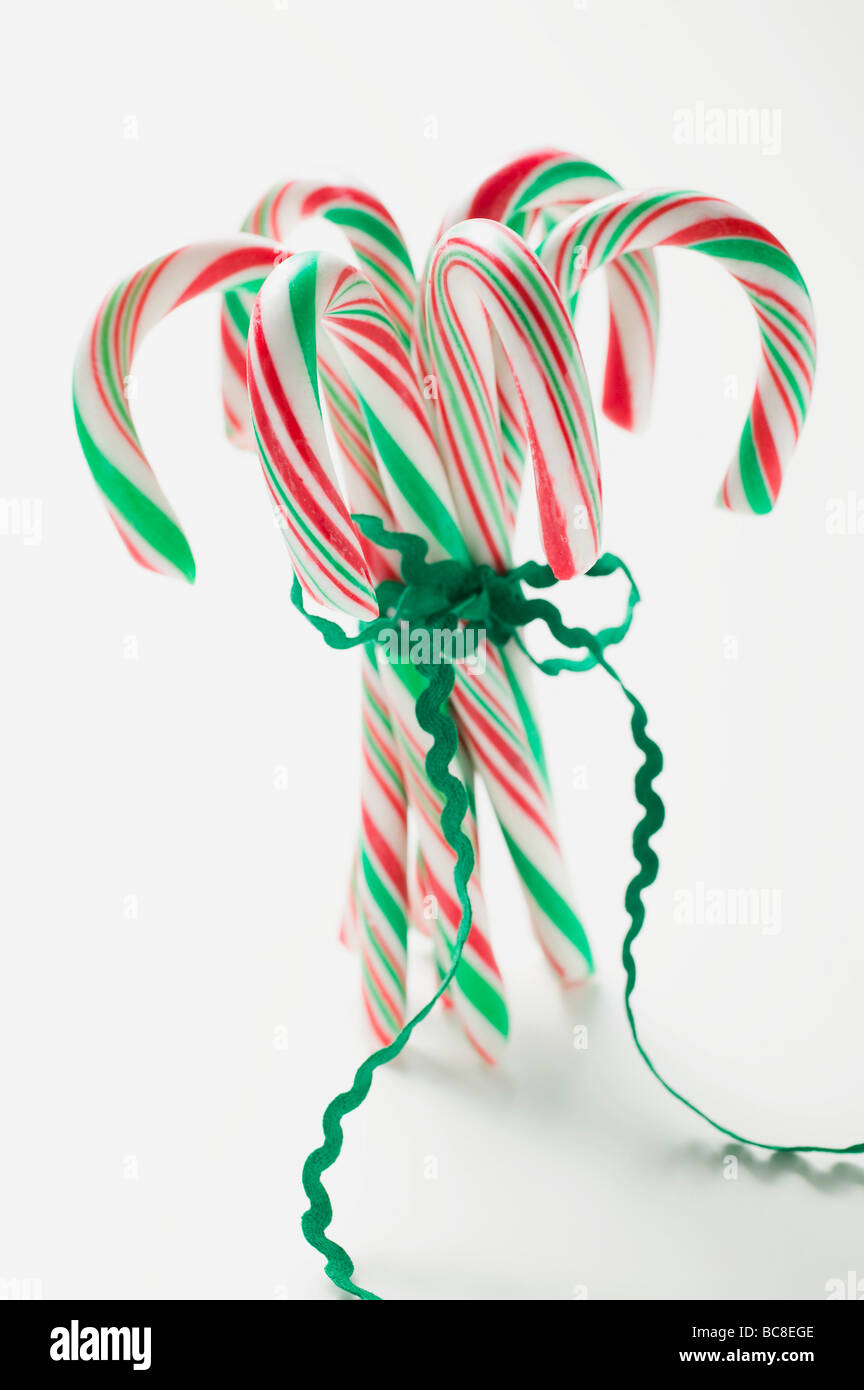 Several candy canes tied together Stock Photo - Alamy
