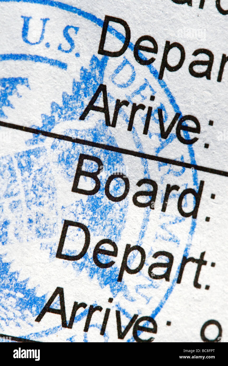 Boarding pass and airline ticket with Homeland Security approval stamp ...