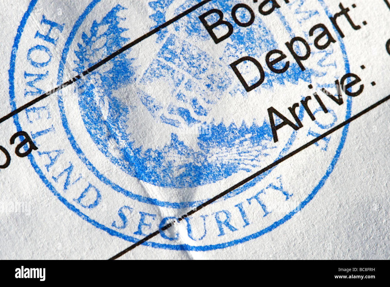 Boarding pass and airline ticket with Homeland Security approval stamp ...