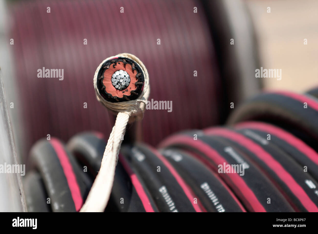 Armoured underground electric utility cable Stock Photo - Alamy