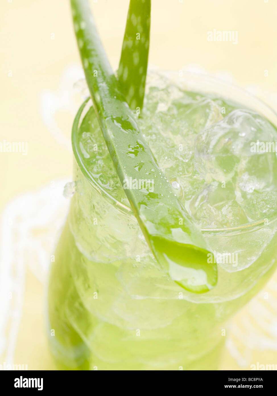 Aloe vera juice with ice cubes Stock Photo - Alamy