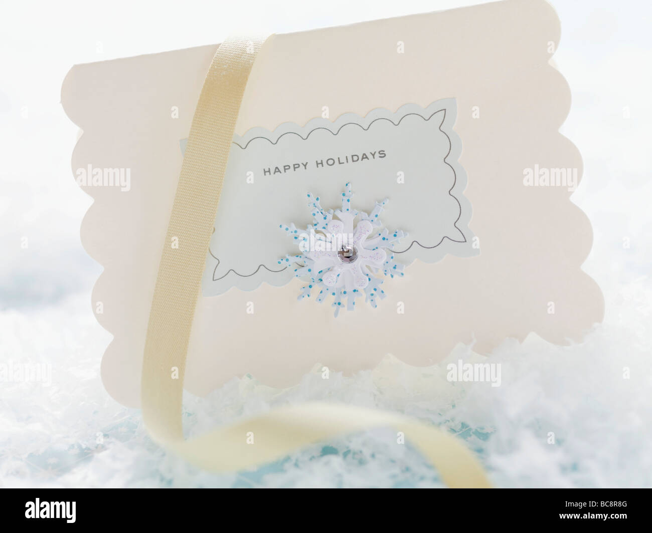 Christmas card with ribbon Stock Photo - Alamy
