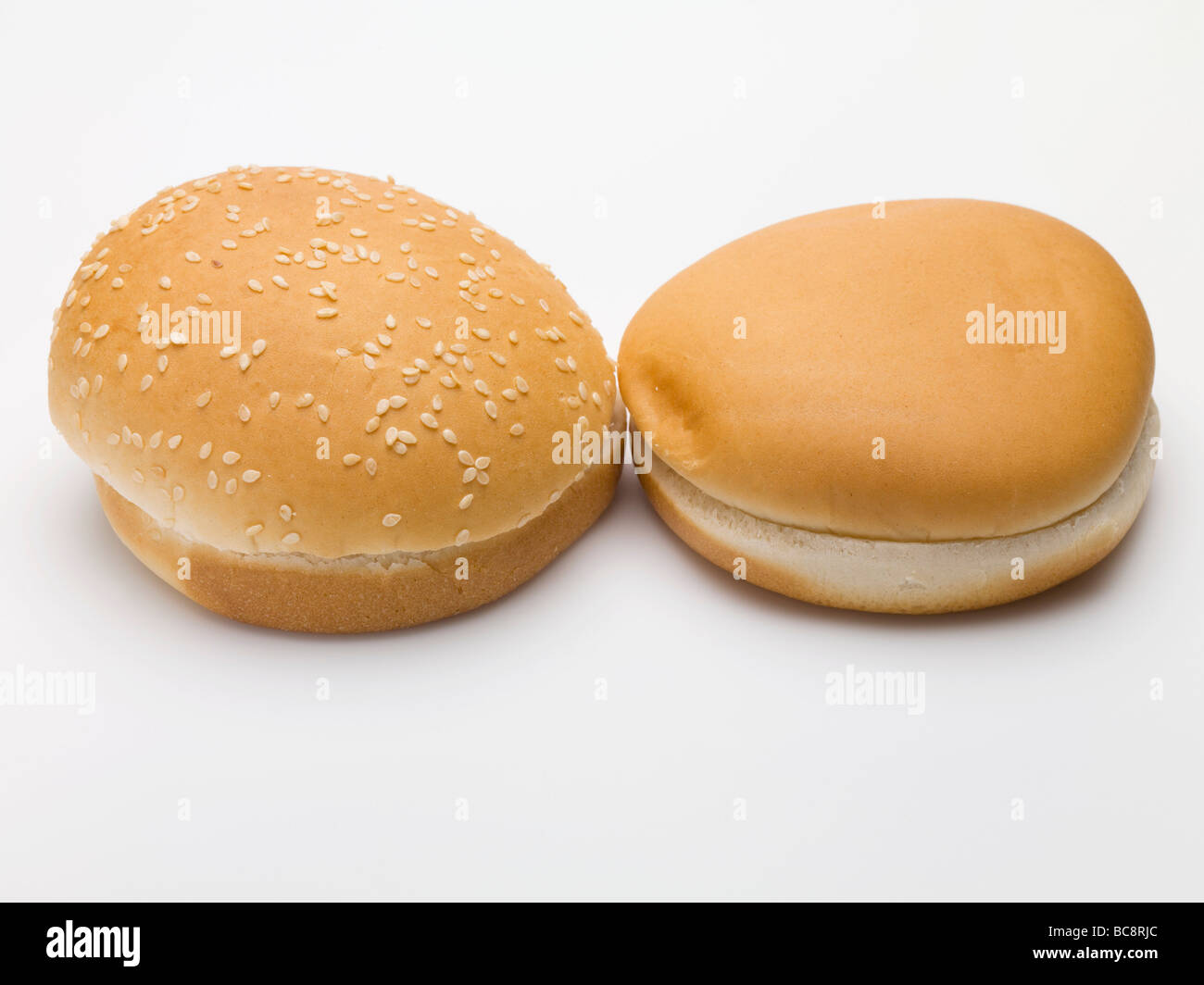 Two hamburger buns (with and without sesame seeds Stock Photo - Alamy