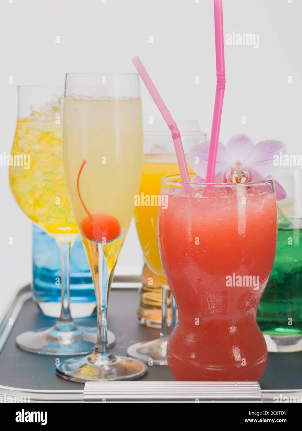 Assorted cocktails on tray Stock Photo - Alamy