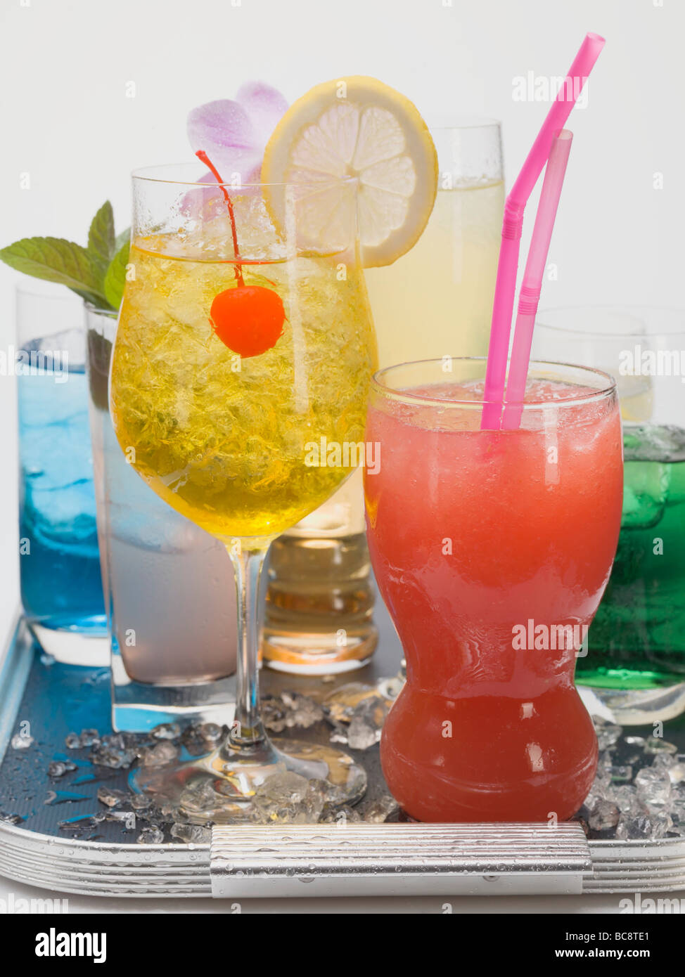 Assorted cocktails on tray Stock Photo - Alamy