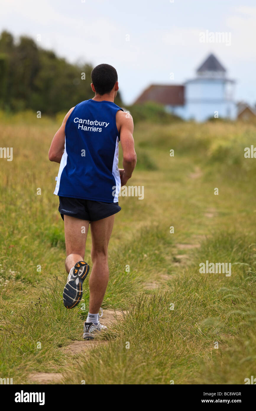 Male Runner on the Clifftops near Herne Bay Kent UK Stock Photo - Alamy