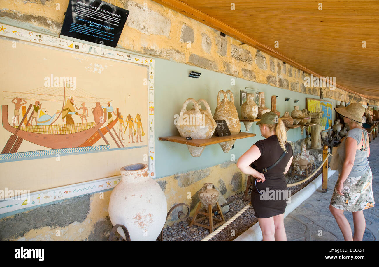 Tourists visiting the underwater archaeology museum inside the castle ...