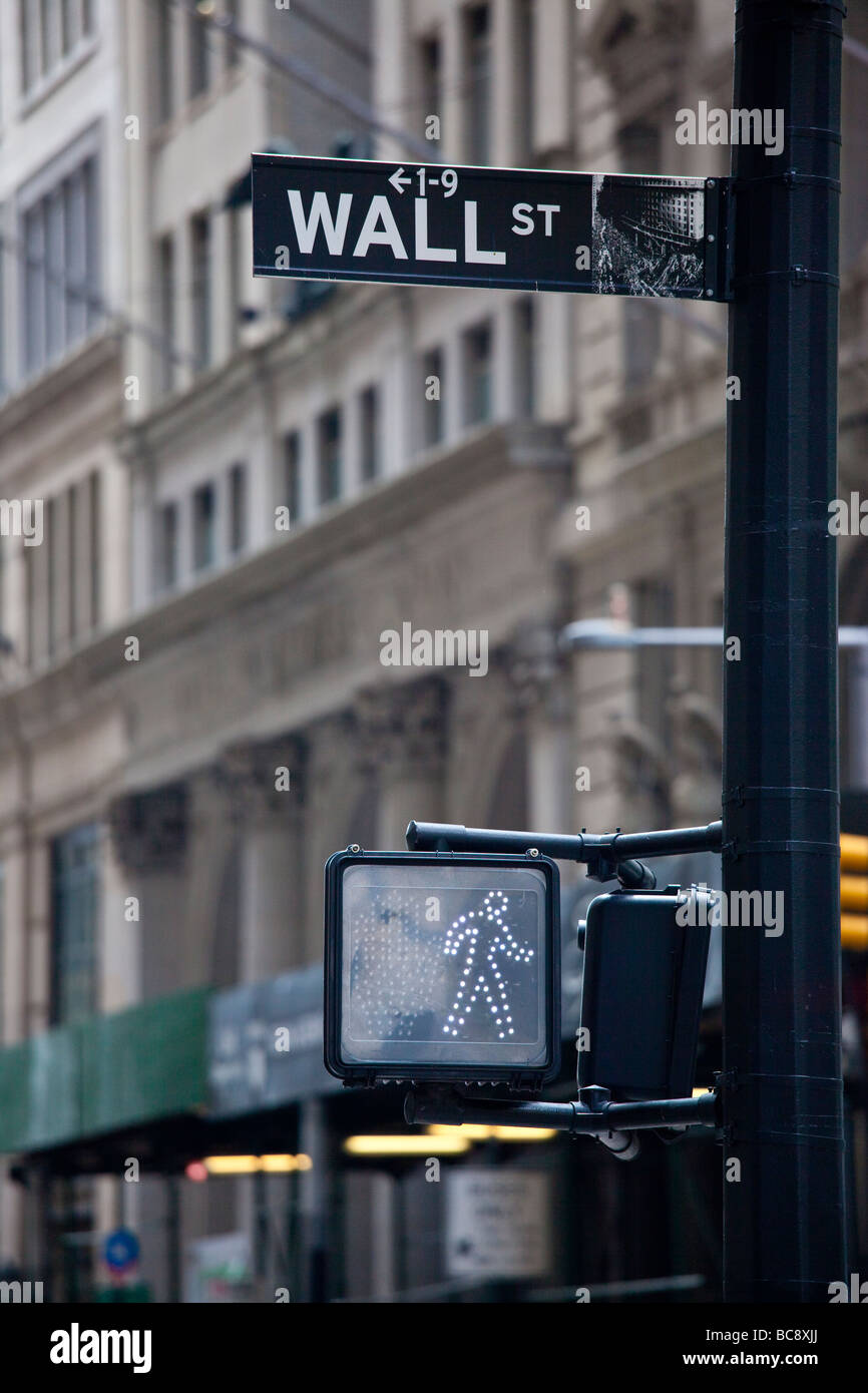Walk Sign on Wall Street in New York City Stock Photo - Alamy