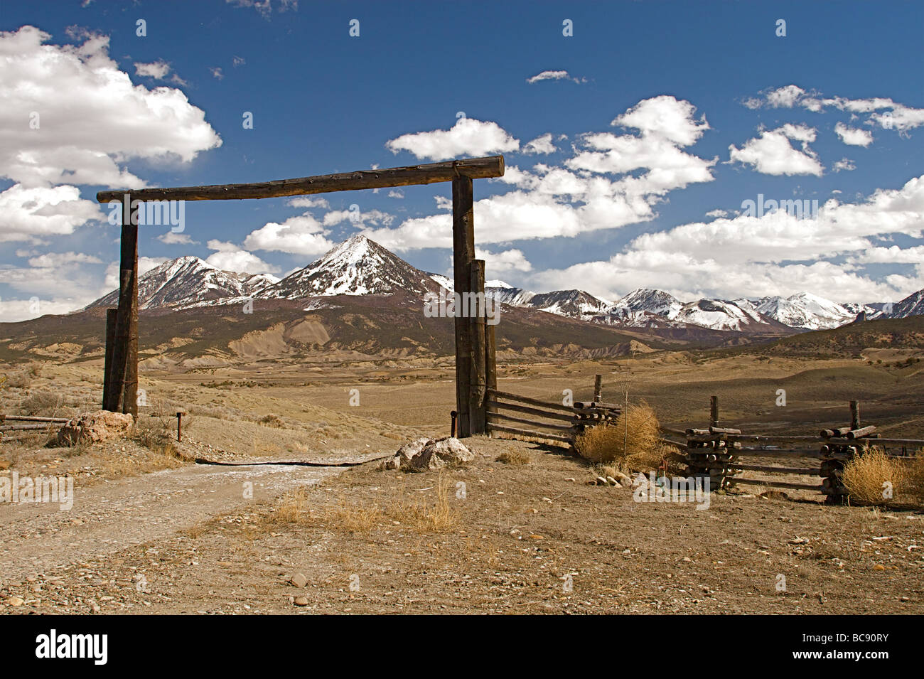 Western Colorado ranch land with wooden fences Stock Photo - Alamy
