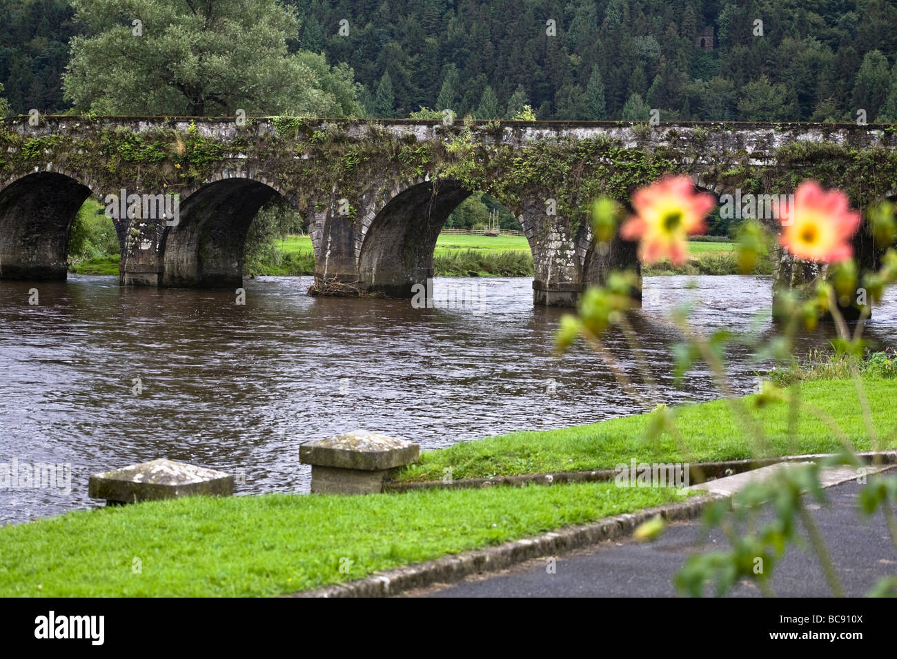 The ten arch stone bridge spanning the River Nore, Inistioge, County ...