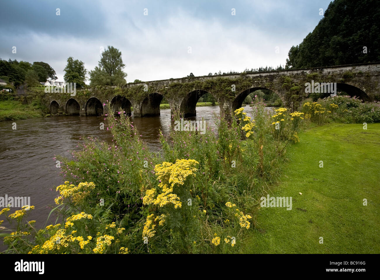 The ten arch stone bridge spanning the River Nore, Inistioge, County ...