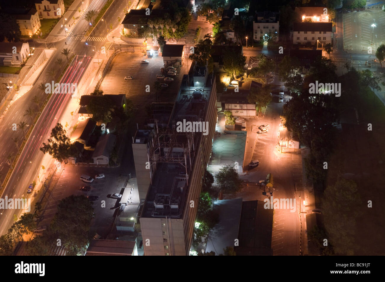 View at night of southern Tel Aviv as seen from Azrieli towers Israel ...