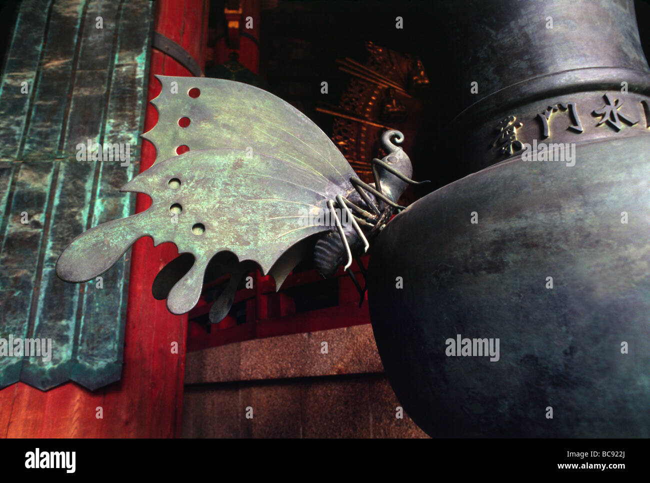 Metal MOTH inside TODAIJI TEMPLE the largest wooden structure of its ...