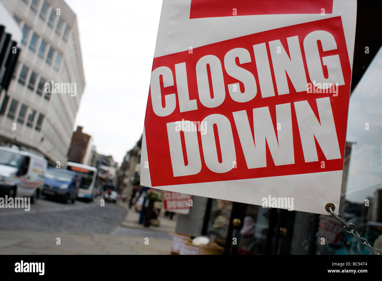 Closing down sign outside a shop. Britain's High Streets are suffering ...