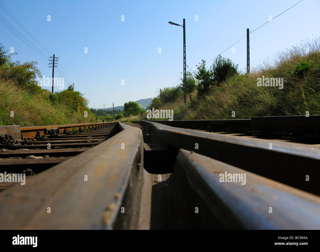 Steam train crossing road signs hi-res stock photography and images - Alamy