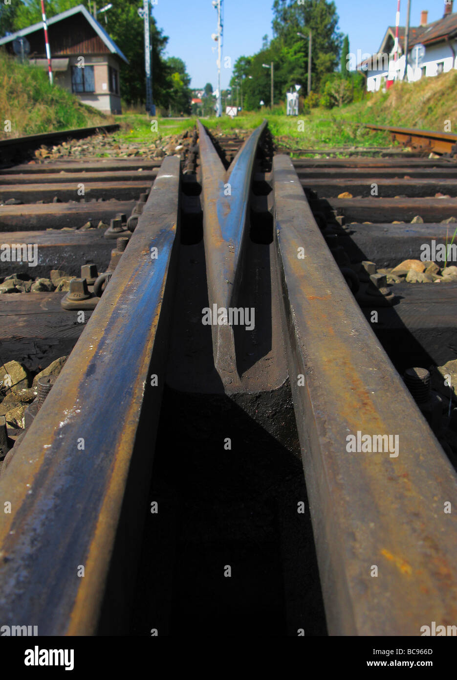 Steam train crossing road signs hi-res stock photography and images - Alamy