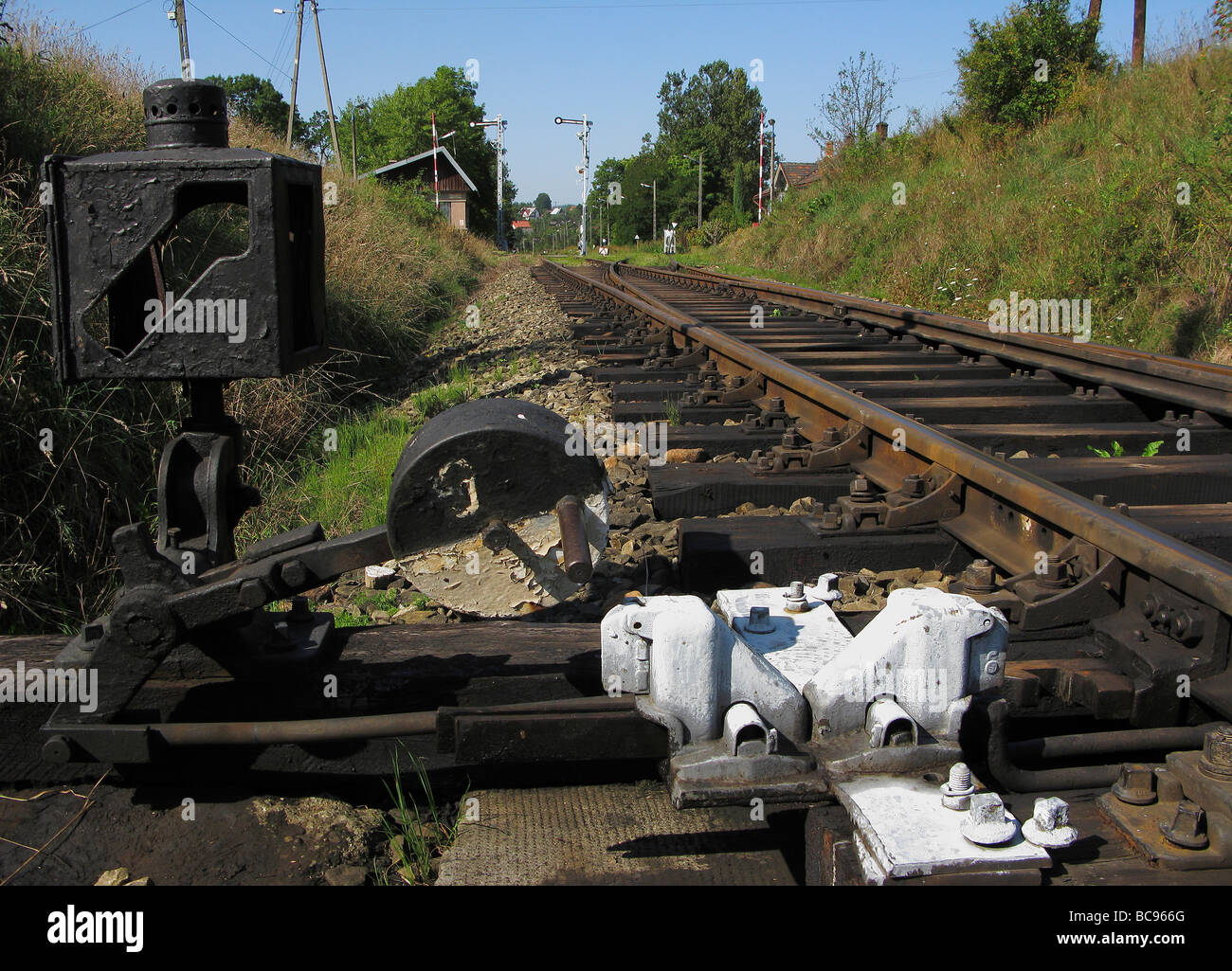 Steam train crossing road signs hi-res stock photography and images - Alamy