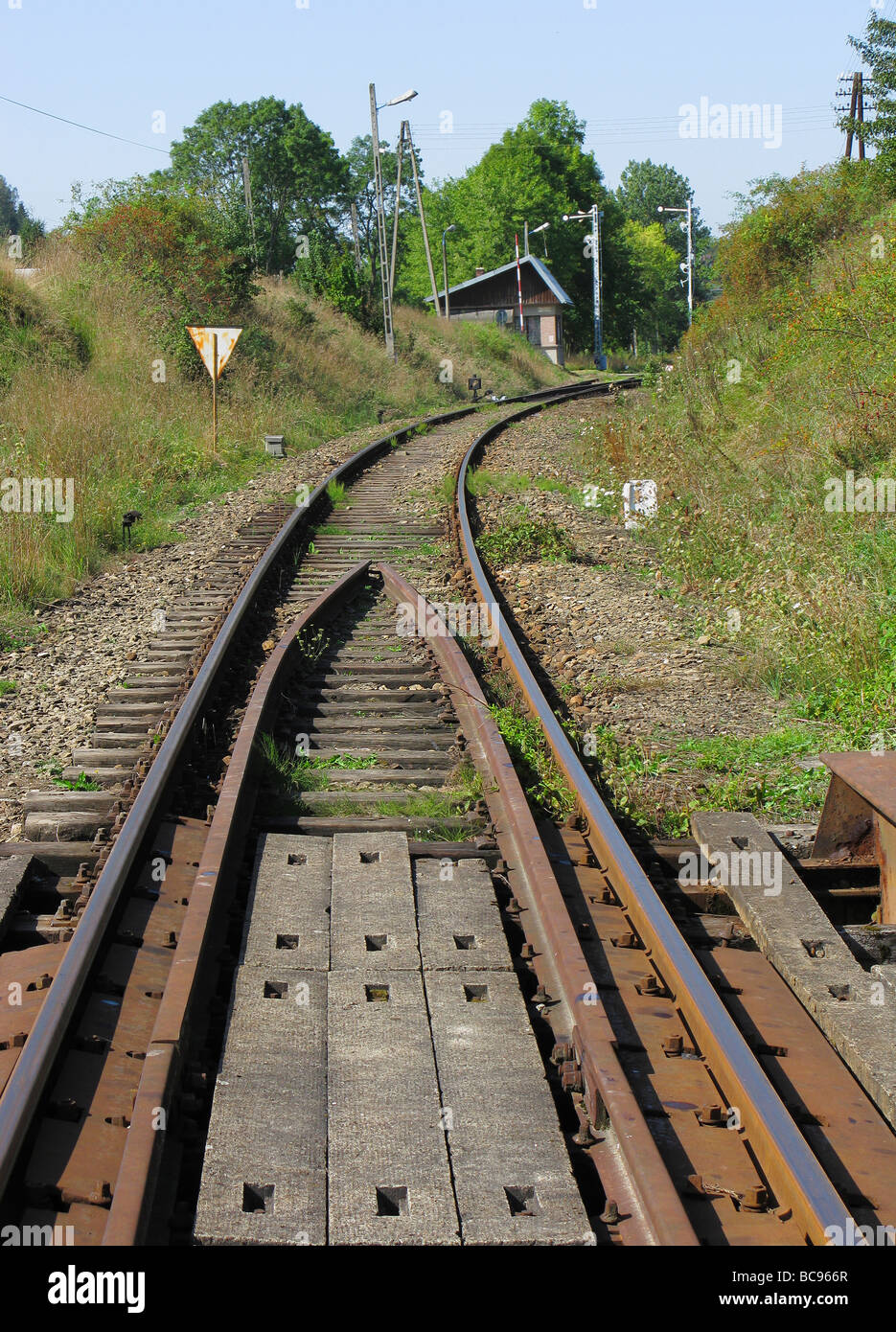 Steam train crossing road signs hi-res stock photography and images - Alamy