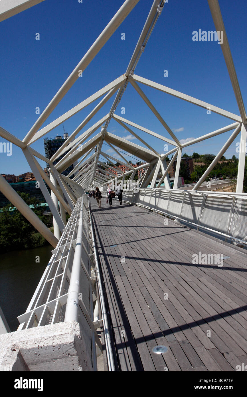 Hexagonal construction used for a footbridge in Valladolid Spain Stock ...