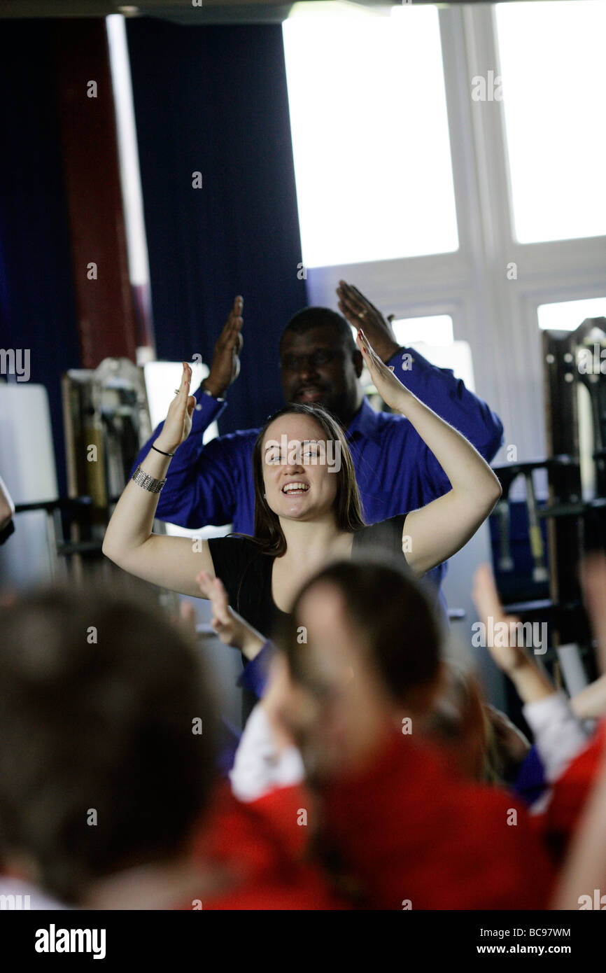 Music workshop teaching through playing musical games Stock Photo - Alamy