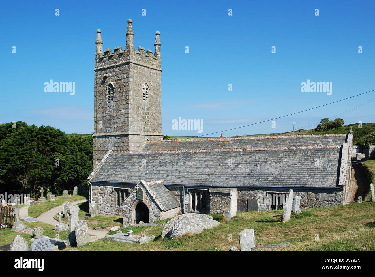 st.leven church near porthcurno in cornwall, uk Stock Photo - Alamy
