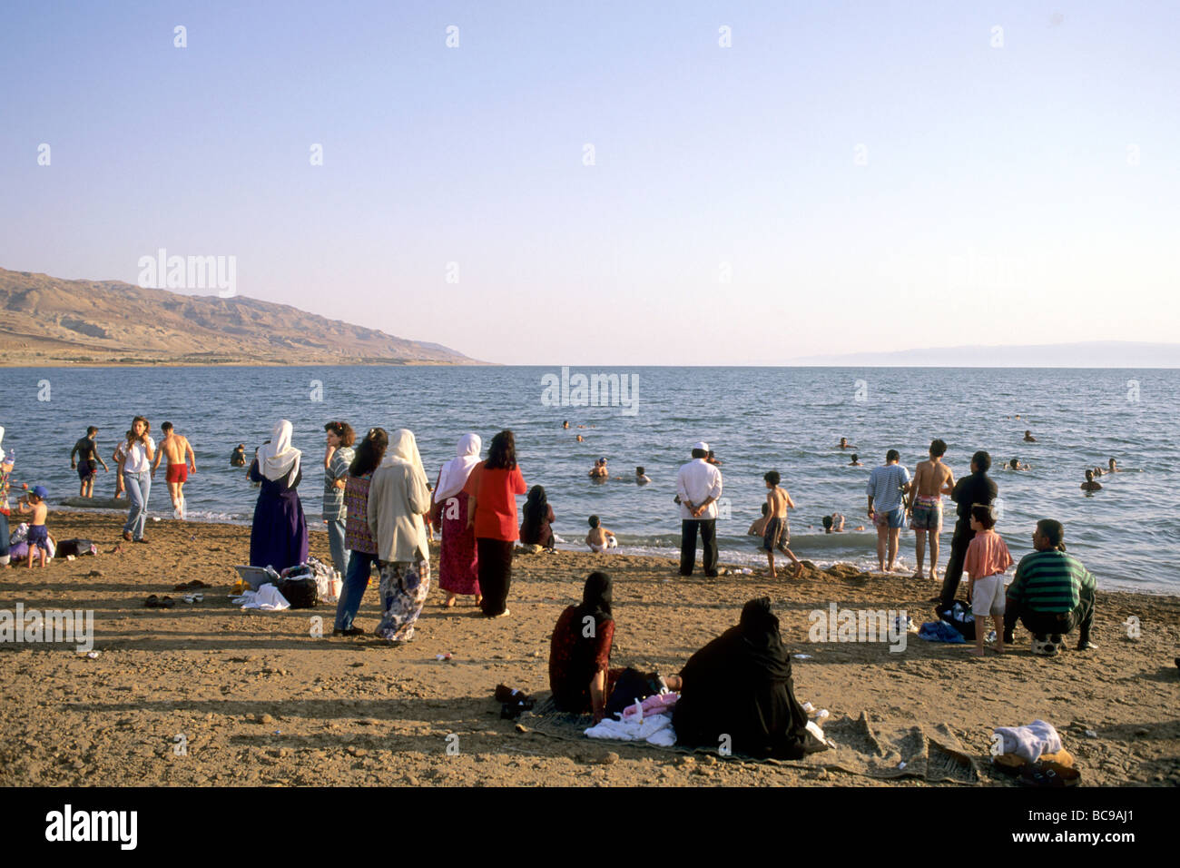 jordan Daily life on a the Dead sea beach Stock Photo - Alamy