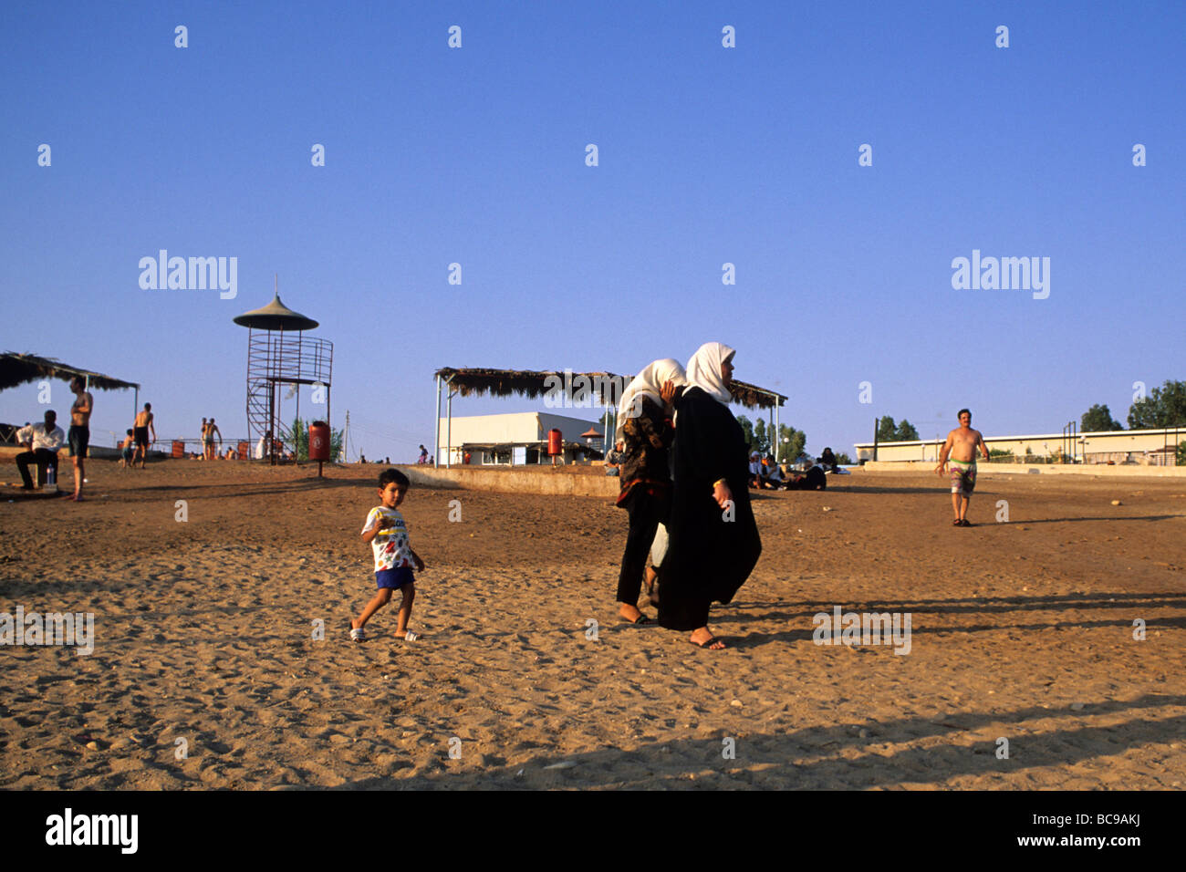 jordan Daily life on a the Dead sea beach Stock Photo - Alamy