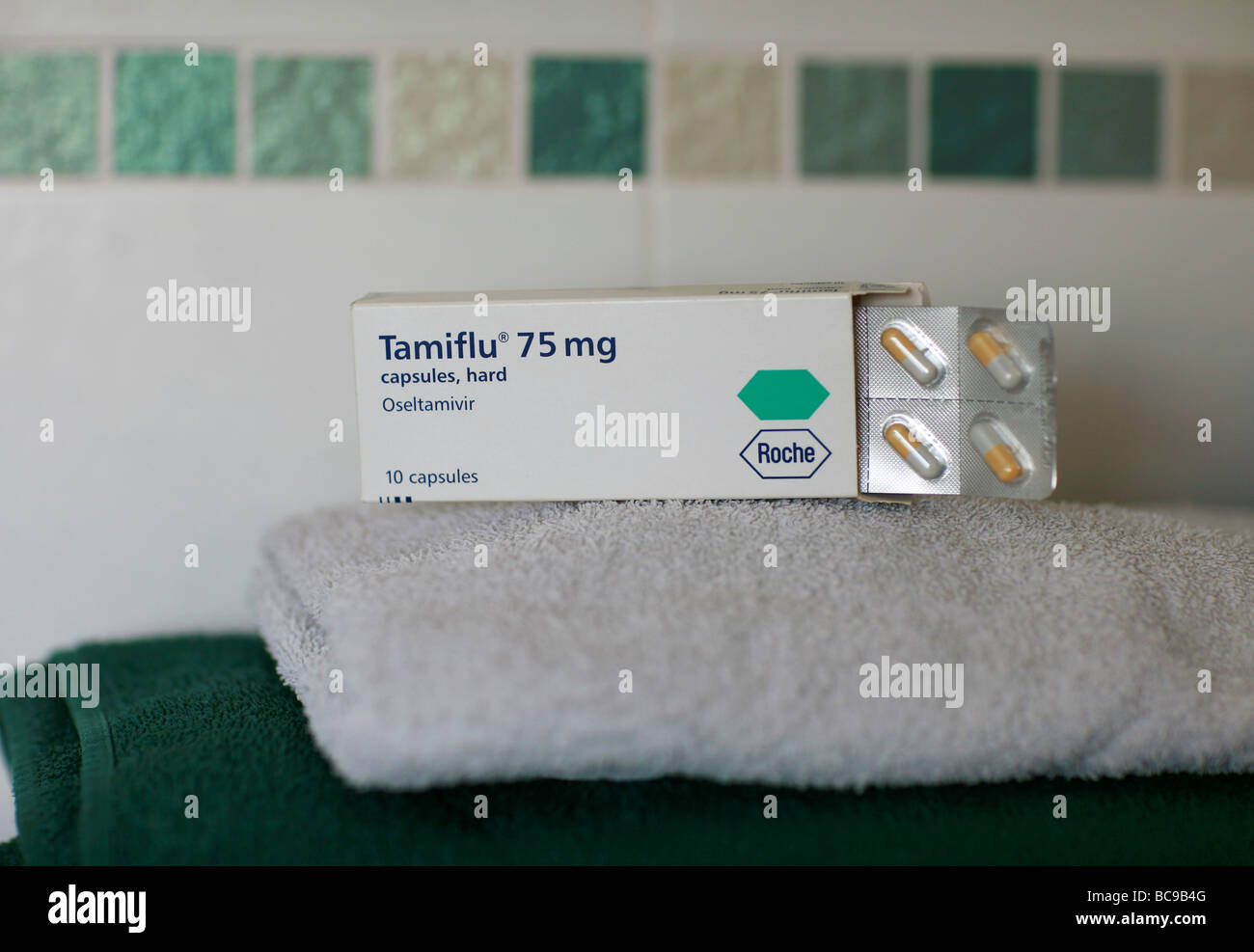 Swine flu drug Tamiflu in the bathroom Stock Photo - Alamy