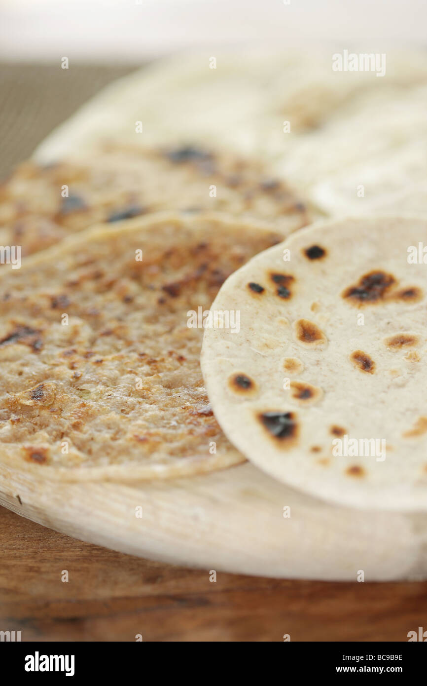 Selection of Middle Eastern And Indian Flatbreads Including Pitta ...