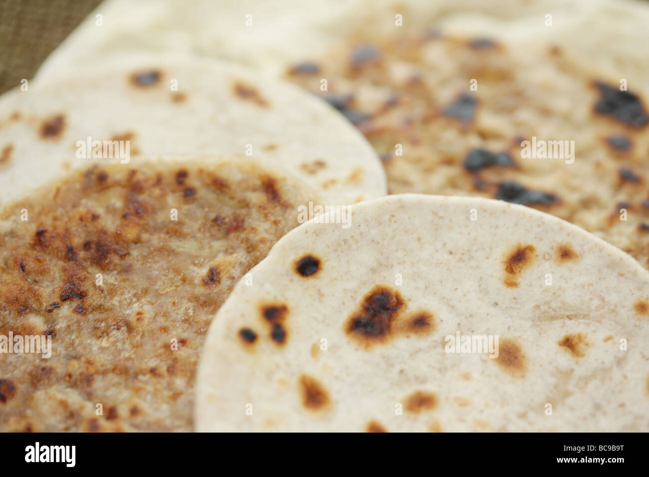 Selection of Middle Eastern And Indian Flatbreads Including Pitta ...